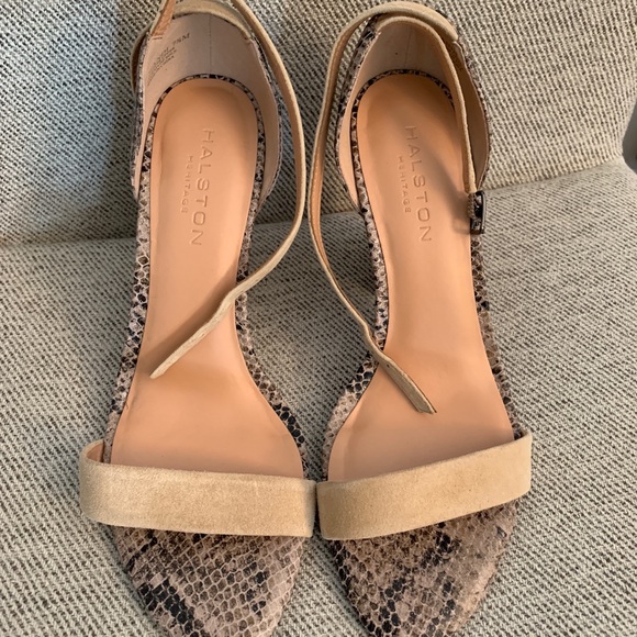 Halston Heritage | Shoes | Halston Heritage Mandi Snake Sandal Heelsize ...